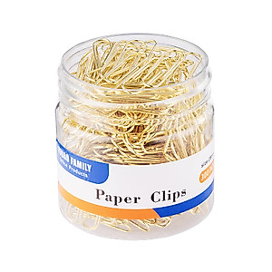 FUDAO FAMILY Paper Clips, 300-Count, Paperclips, Paper Clip, Gold Paper Clips, 1.1 Inch (28mm) Small Paper Clips