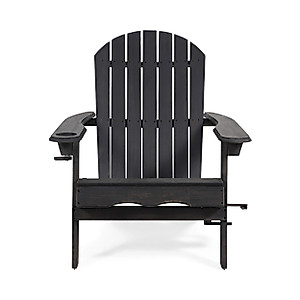 Christopher Knight Home Duncan Outdoor Acacia Wood Folding Adirondack Chairs (Set of 2), Dark Gray