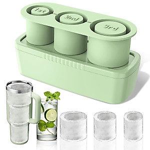sheheme for Stanley Ice Mold,Silicone Ice Cube Tray for Stanley Cup 40 oz,Reusable Tumbler Ice Cube Mold With Lid and Bin for Ice Drink,Mix Juice,Whiskey,Cocktail.BPA Free Ice Cubes Maker (Green)