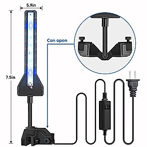 FYD LED Aquarium Light, 2.9W Clip on Aquarium Light Suitable for Uncovered Aquariums Under 15 Inches, Fish Tank Light with White & Blue Lights, Aquarium Plant Light for Reef Coral Aquatic Plants