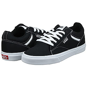 Vans Men's Seldan Sneaker, Black Canvas Black White 187, 12