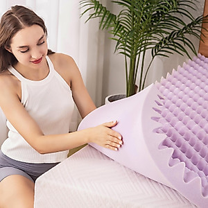 EGOHOME Egg Crate Memory Foam Mattress Topper 3 Inch Cal King, Cooling Gel Infused Foam Mattress Topper for Pressure Relief, CertiPUR-US Certified Bed Topper, Purple, 72"×84"