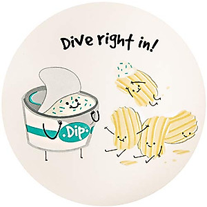 Pavilion Gift Company Pavilion-Chips & Dip-Patterned 6.25 Inch Teal Ceramic Snack Bowl, Blue