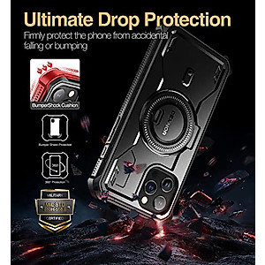 Dexnor Magnetic Case for iPhone 12 Pro Max, Compatible with MagSafe, Full-Body Shockproof Rugged Bumper Case Protective Cover with Built-in Screen Protector & Kickstand,Black