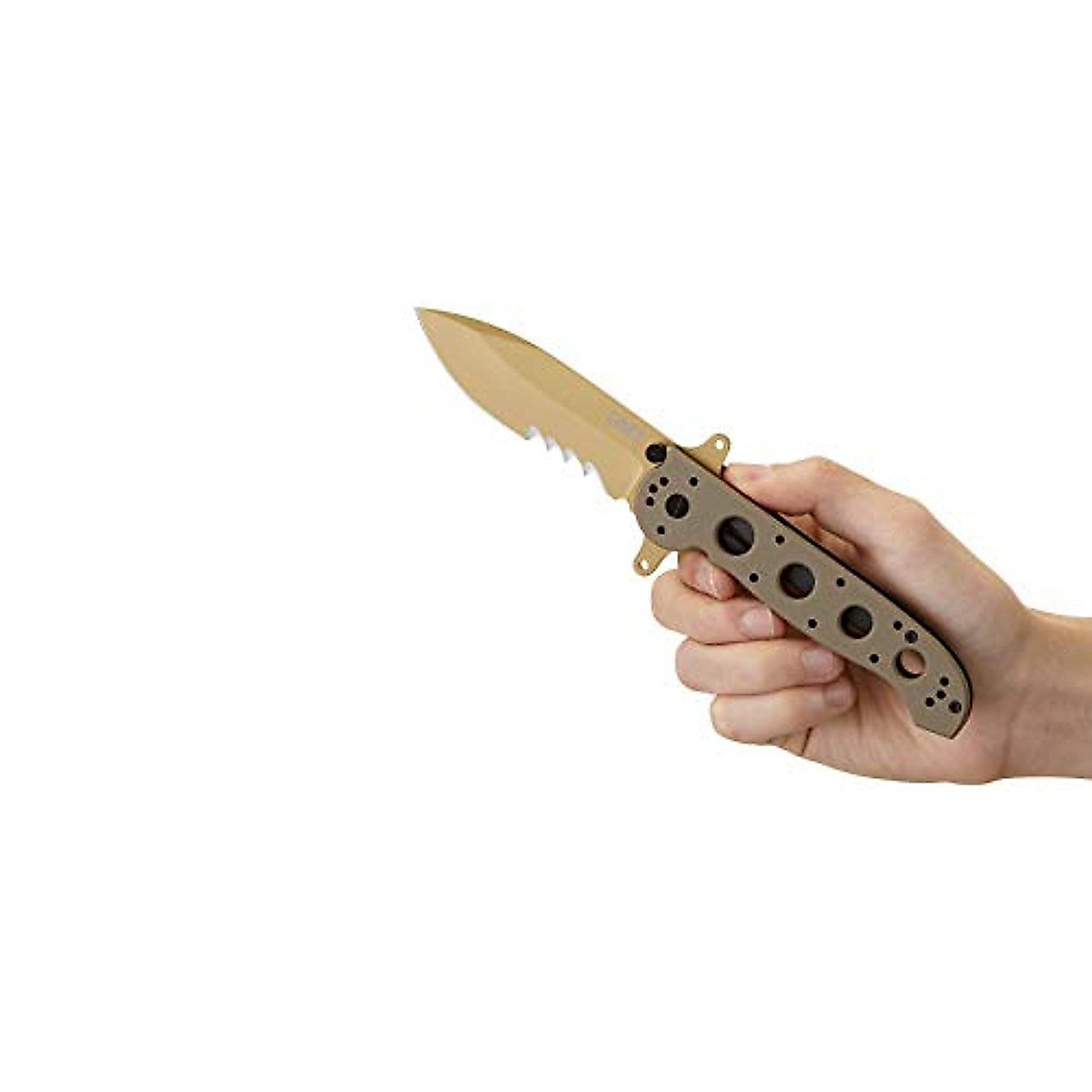 CRKT M21-14DSFG EDC Folding Pocket Knife: Special Forces Everyday Carry, Tan Serrated Edge Blade, Veff Serrations, Automated Liner Safety, Dual Hilt, Desert G10 Handle, Reversible Pocket Clip