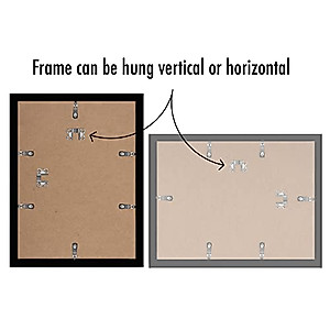 Americanflat 9x12 Picture Frame in Black - Set of 5 - Use as 6x8 Picture Frame with Mat or 9x12 Frame Without Mat - Plexiglass Cover and Sawtooth Hanging Hardware for Horizontal or Vertical Display