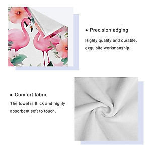 Flradish Flamingos Palm Flower Towels 3 Pack Bath Towels for Bathroom Set Soft Cotton Highly Absorbent Lightweight & Quickdry Towel Set 1 Bath Towel,1 Hand Towel,1 Washclothe