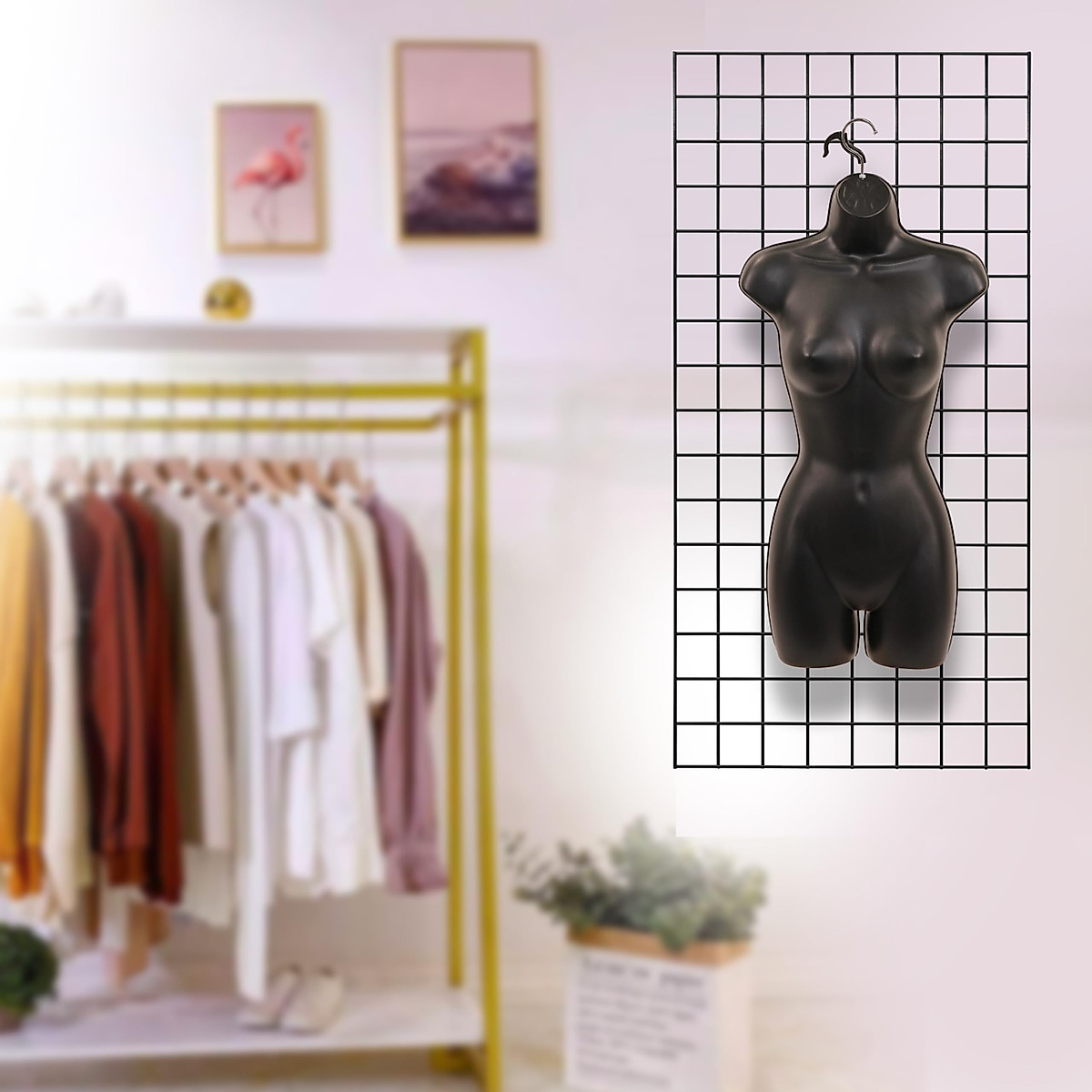 SSWBasics Female Mannequin Torso - Fits Women’s Sizes 5-10 - Molded, Shatterproof & Black