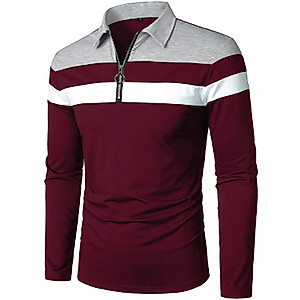 YTD Mens Classic Polo Shirt Long Sleeve Shirts Lightweight Casual Tops