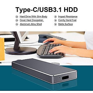 External Hard Drive 2TB Type C USB3.1 for PC, Mac, Desktop Computer Wii U, Xbox (2to, Red)