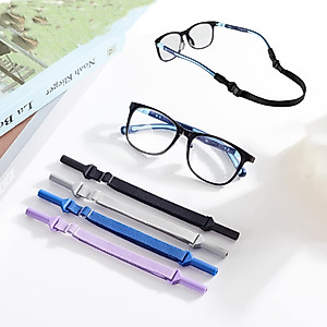 lvvfit Kids Glasses Straps(6.5-10inch)-Adjustable Glasses Strap Sports Sunglasses Eyeglasses Holder Straps for Toddler and Kids-Eyewear Retainers for boys and girls age 3-12 years (4pcs Black)