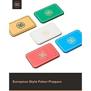 SLOWPLAY Godel Rectangular Poker Chips Plaques, Pack of 10 Pcs, European Style Professional Plaques Without Denomination, 34-Gram Ceramic Composite (Red)