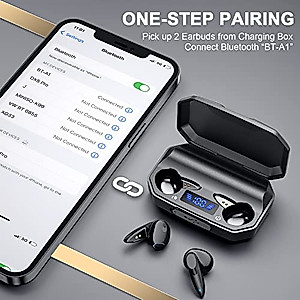 ACAGET Stereo Wireless Earbuds for Samsung Galaxy S23 S22 S21 Ultra A53 A54 5G, 50H Playtime Bluetooth Headphones LED Digital Display Earphone with Charging Box Headset for Cell Phone Laptop TV Black