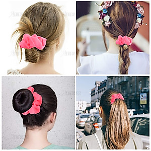 AUEAR, 8 Pack Neon Scrunchies, 80s Hair Accessories Bright Colors Scrunchy Premium Elastic ties Ponytail Bands for Women 90s Party Outfits Workout Costumes