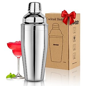 Cocktail Shaker 25oz Martini Shaker Bar Shaker Drink Shaker Bar tools with Built-In Strainer for Bartender, Professional 18/8 Stainless Steel Margarita Mixer for Mixed Drinks