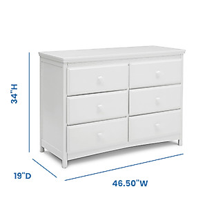 Delta Children Emerson 6 Drawer Dresser with Interlocking Drawers - Greenguard Gold Certified, Bianca White
