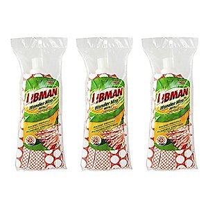 Libman Wonder Mop Refill Pack – for Powerful Cleanup – Three Absorbent Wet Mop Replacement Heads for Hardwood, Tile, Vinyl. Machine Washable., Model Number: 1208