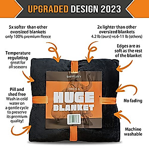 Big Oversized Blanket, 10' x 10' (120'' x 120'') Large Blanket for Families, Extra Soft, Lightweight, Plush Giant Blanket for All Seasons, XL Oversize Fleece Throw, Worlds Biggest Blanket (Black)