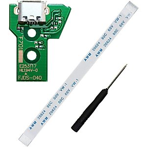 Micro USB Charging Port Socket Board with Flex Ribbon Cable Screwdriver for PS4 Controller Board JDS-040 JDS 040 Version