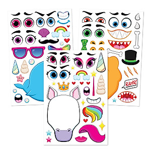 JOYIN 36 PCS 9"x6" Make a face Stickers for Kids, Make Your Own Animal Mix and Match Sticker Sheets with Safaris, Sea and Fantasy Animals Kids Crafts Party Favors Goodie Bags Stuffers for Kids