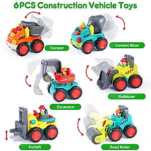 Baby Toy Cars for 1 Year Old Boy Girls Gifts, 6Pcs Mini Construction Truck Toys Push and Go Car for Toddler Age 1-3 Baby Toys 12 18 Months Educational Toys for 1 2 3 Year Old Boy Birthday Gifts