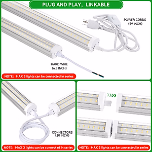 Skymoatled T12 4FT LED Shop Lights Garage Lights,65W 5000K 10400LM Daylight Color,Hanging/Surface Mount,Super Bright,Plug and Play,Linkable LED Shop Lights for Warehouse Workshop Basement,6Pack