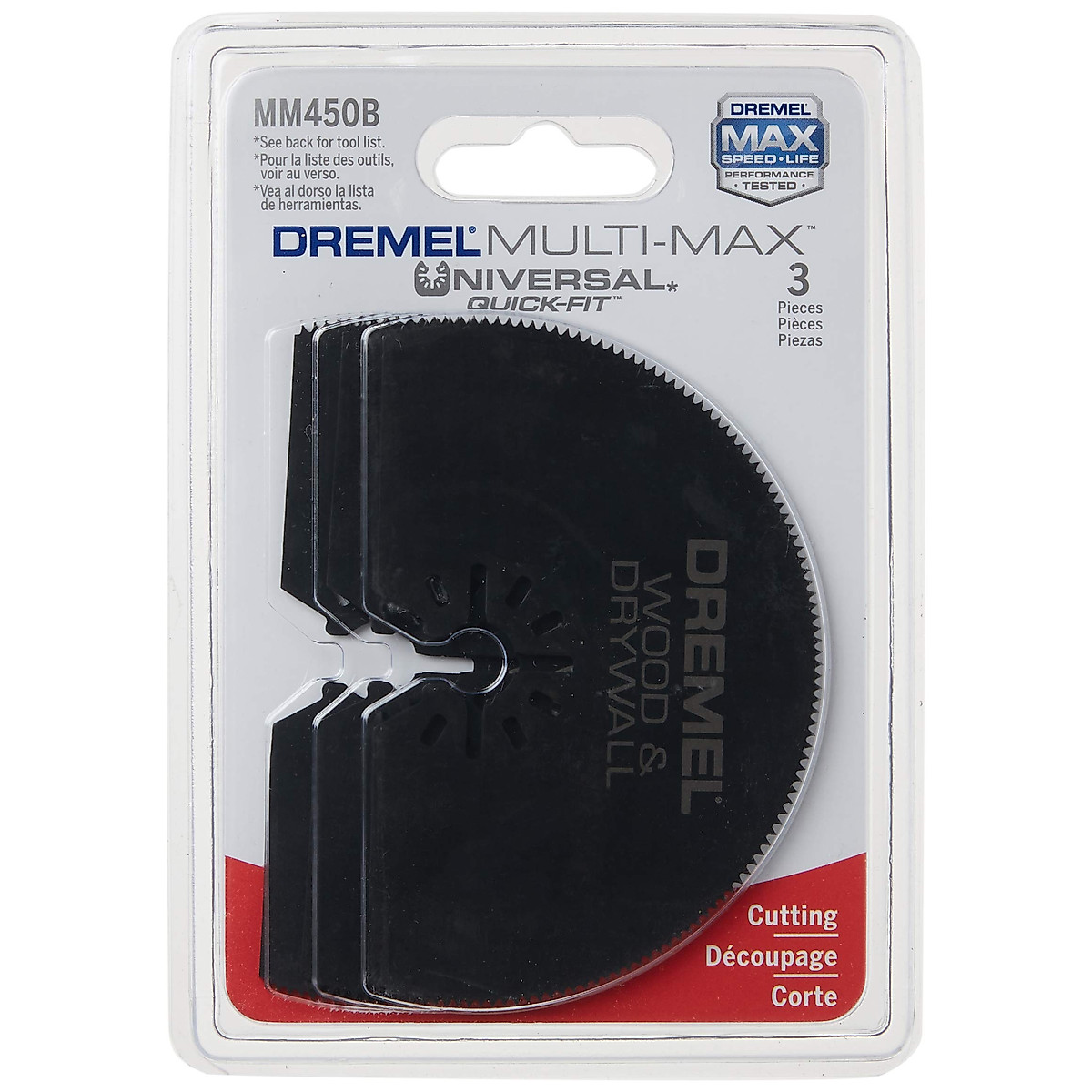 Dremel MM450B 3-Pack Wood & Drywall Oscillating Multi-Tool Blades, Cutting Blades Perfect For Precise Cuts - Universal Quick-Fit Interface Fits Bosch, Makita, Milwaukee, and Rockwell , Black