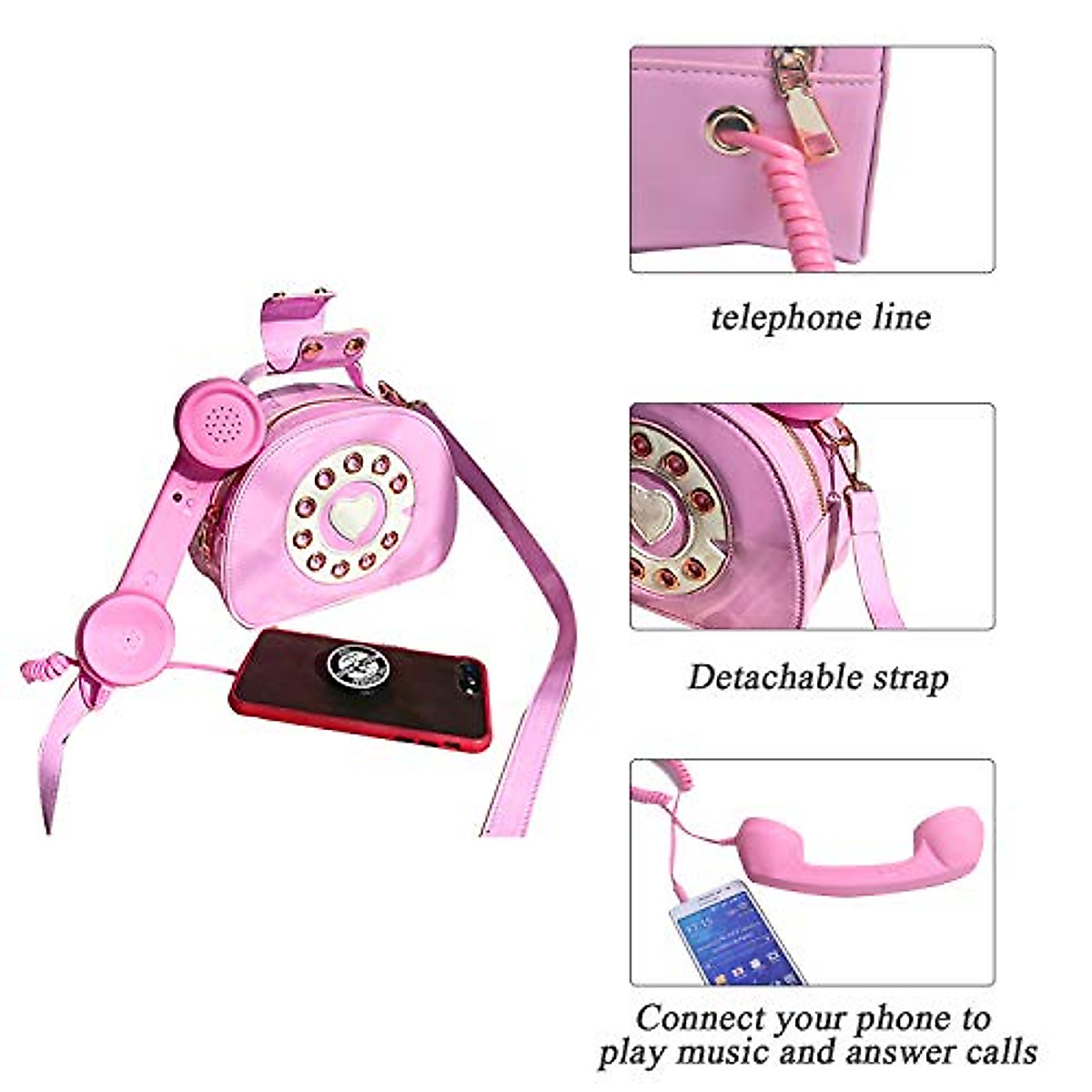 SUKUTU Telephone Shaped Purse Shoulder Crossbody Tote Bags Women Retro Phone Top-Handle Handbags for Girls