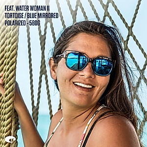 Costa Del Mar Womens Water Woman II Square Sunglasses, Transparent Beige/Grey Polarized-580P, 58 mm