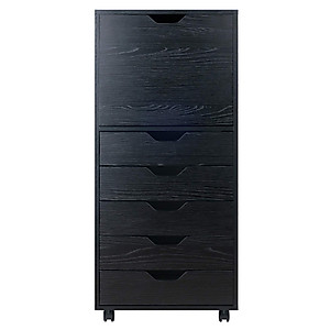Contemporary Home Living 41.25" Black Elegant Halifax Rectangular Expanded Cabinet with 5 Pull-Out Drawers