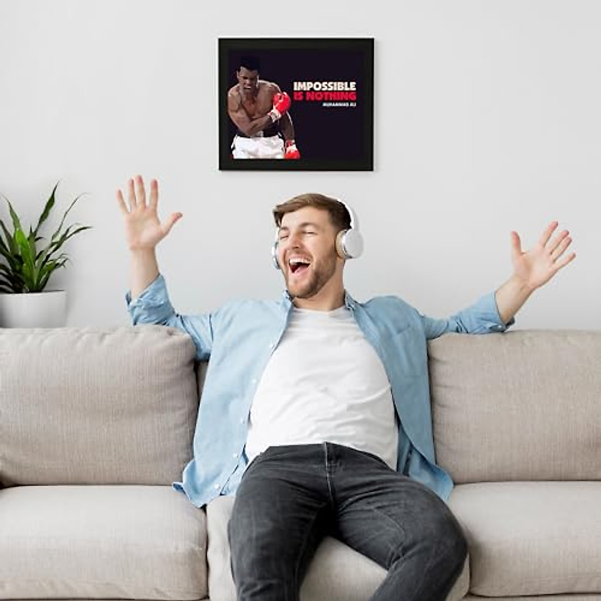 Impossible Is Nothing - Motivational Wall Art, Motivational Wall Photo With Muhammad Ali Quotes, Wall Print For Home Decor, Gym Decor, & Boys' Bedroom Decor. Great for Boxing Fans! Unframed -10x8"