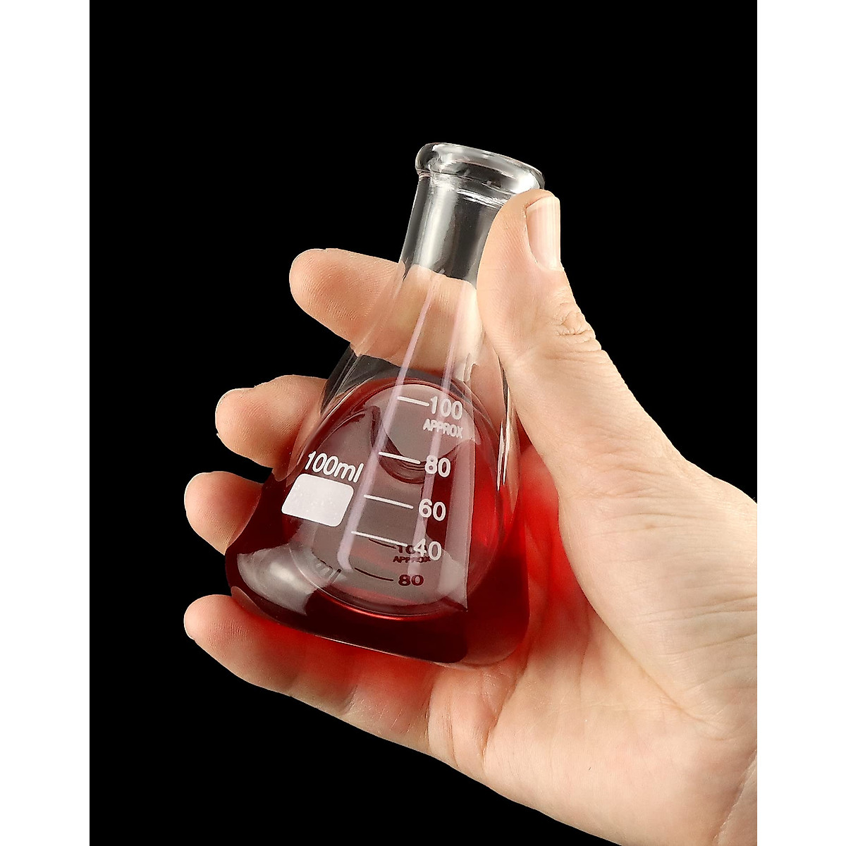 QWORK Erlenmeyer Flask Set - 50ml, 150ml, 250ml, 500ml & 1000ml - Narrow Neck, Clear Graduations - - Borosilicate 3.3 Glass - Ideal for Professional Lab Use