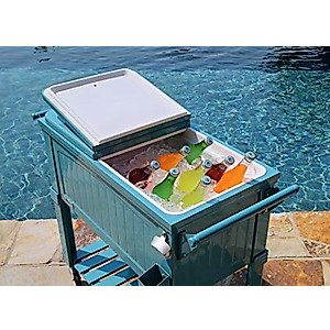 Permasteel PS-203F1-TEAL-AM 80 Quart Portable Rolling Patio Cooler, Teal