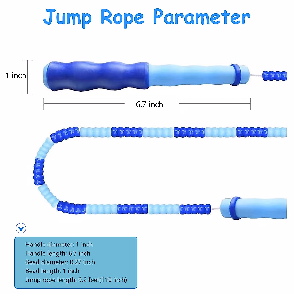 TYSISKNO 2 Pack Jump Rope for Kids Girls and Boys, Soft Beaded Jump Ropes, Adjustable Skipping Rope, Workout and Weight Loss,9.2Ft(Blue&Purple)