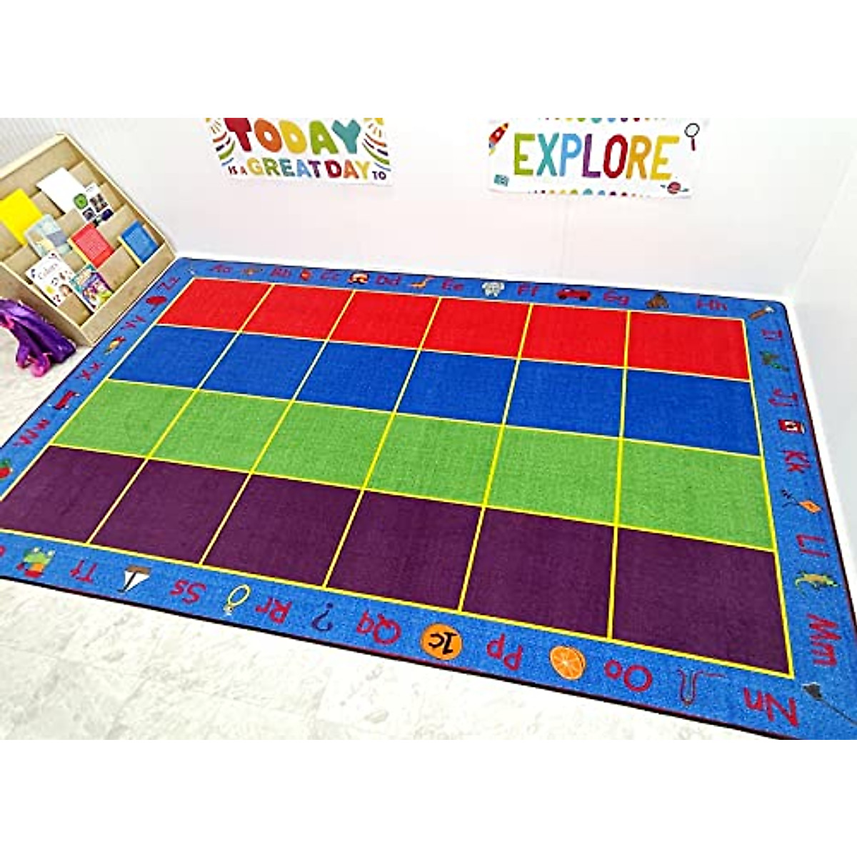 KidCarpet.com ABC Rainbow Seating Classroom Rug with 24 Seats, 7'6" x 12' Rectangle
