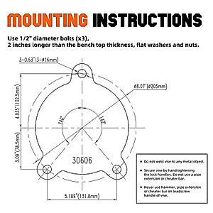 Forward 6-Inch Bench Vise Ductile Iron with Channel Steel and 360-Degree Swivel Base HY-30606-6In (6")