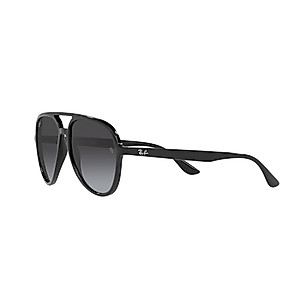 Ray-Ban RB4376F Low Bridge Fit Aviator Sunglasses, Black/Grey Gradient, 57 mm