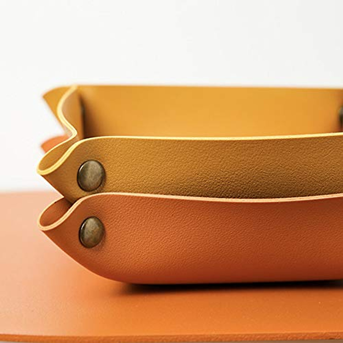 insoftb Leather Jewelry Tray Watch Coin Change Key Phone Catchall Valet Tray for Storage Nightstand Organizer