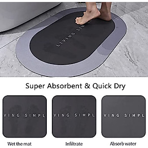 Zeeinx Bathroom Rugs Sets 2 Pieces, Super Absorbent Floor Mat Quick Drying Bathroom Mat, Thin Bathroom Rugs Washable Bathroom Mats for Bathroom,Tub(19.7"x31.5"+17.7"x59", Grey)