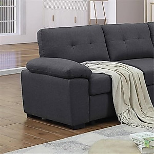 Pemberly Row 5-Seat Fabric Sleeper Sectional Sofa with Storage in Dark Gray