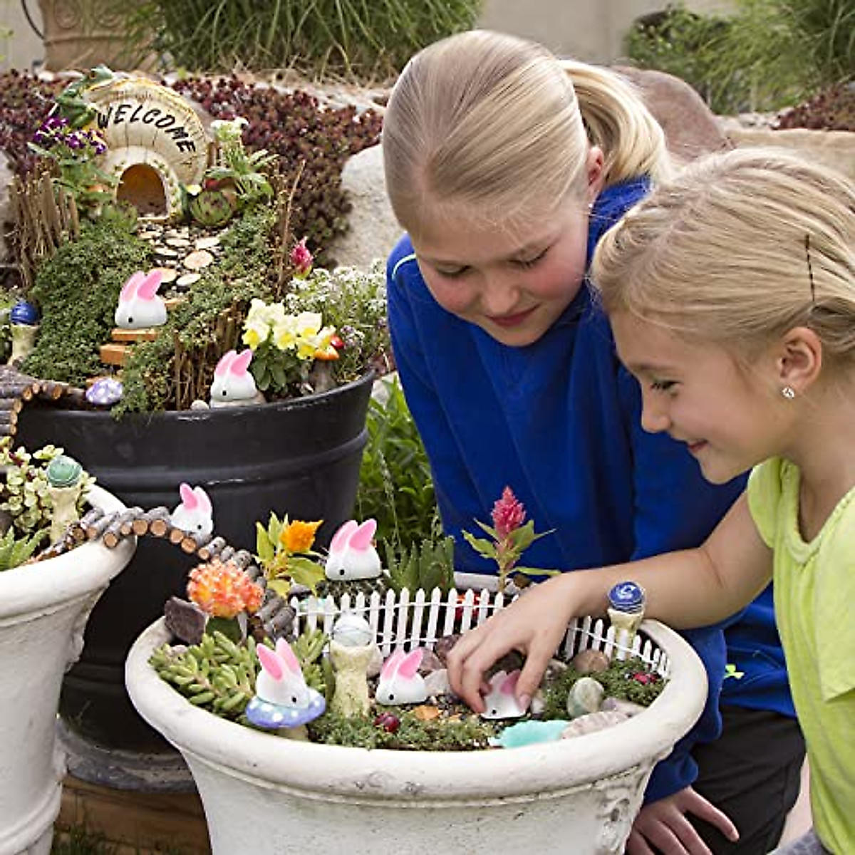 120 Pieces Mini Bunny Sheep Duck Figurines Bulk Rabbit Sheep Duck Miniature Figurines Resin White Cute Animals Miniature Sheep Bunny Duck Figures Mini Bunny Sheep Duck for Home Decoration (Rabbit)