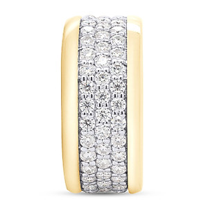 SAVEARTH DIAMONDS 1 3/4 cttw Round Lab Created Moissanite Diamond 3-Row Eternity Stackable Wedding Band Ring In 14K Yellow Gold Over Sterling Silver 1 1/2 Cttw Size-7.5