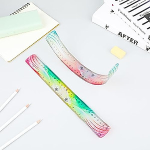 Grevosea 2 Pieces Rulers for Kids, Flexible Ruler Plastic Ruler 12 Inch Ruler with Centimeters and Inches Soft Bendable Ruler Shatterproof Straight Edge Ruler for School Classroom Office (Yellow)