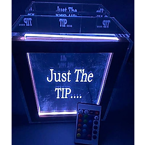 Custom Tip Box Raffle Fund Raiser Donation Wedding Storage Tips Jar Personalized Free Engraved LED Lights Up 16 Color Changing Free Standing 7"W x 8.5"H Acrylic Large Container