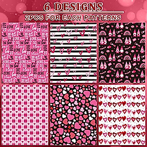 Whaline 12 Sheet Valentine's Day Wrapping Paper Pink Black Heart Gnome Plaid pattern Wrapping Paper Love Printed Art Paper for Wedding Anniversary Baby Shower Birthday Gift Packing, 19.7 x 27.6 Inch
