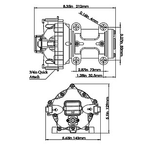 Washdown Pump Kit, Washdown Deck Cleaning Pump Kit 12V Fresh Sea Water 5.0 GPM for Rv Boat Marine