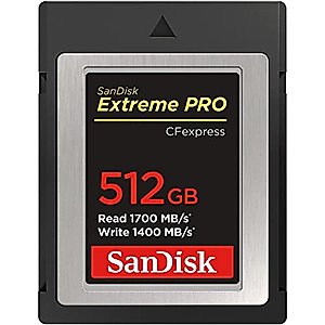 SanDisk Extreme PRO 512GB CFexpress Type-B Memory Card, 1700MB/s Read, 1400MB/s Write
