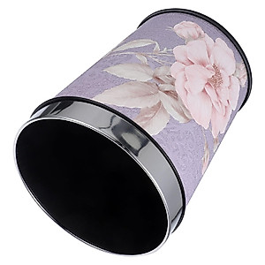 Kisangel Trash Can Retro Style Decorative Trash Can 5L Waste Paper Basket with Pressing Ring Flower Print Paper Bucket Garbage Can Waste Basket for Home Office Multi- Function Waste Bin