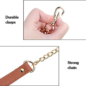 Glamorstar Purse Chain Strap Leather Crossbody Metal Replacement Straps for Shoulder Handbag Clutch Bags Satchels Gold Brown 120cm/47in