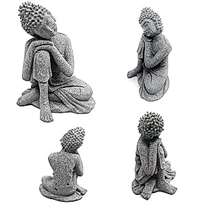 Together-life Buddha Fish Aquarium Decoration, Meditating Buddha Fish Tank Decor Sitting Sandstone Buddha Statue Buddhist Meditation Ornament Decor for Fish Tank Aquarium Home Garden Decor